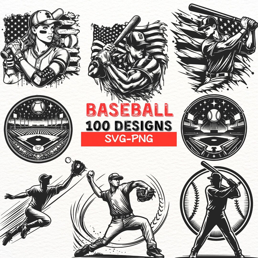 Baseball SVG Designs Bundle | Baseball Player PNG Clipart | Baseball ...