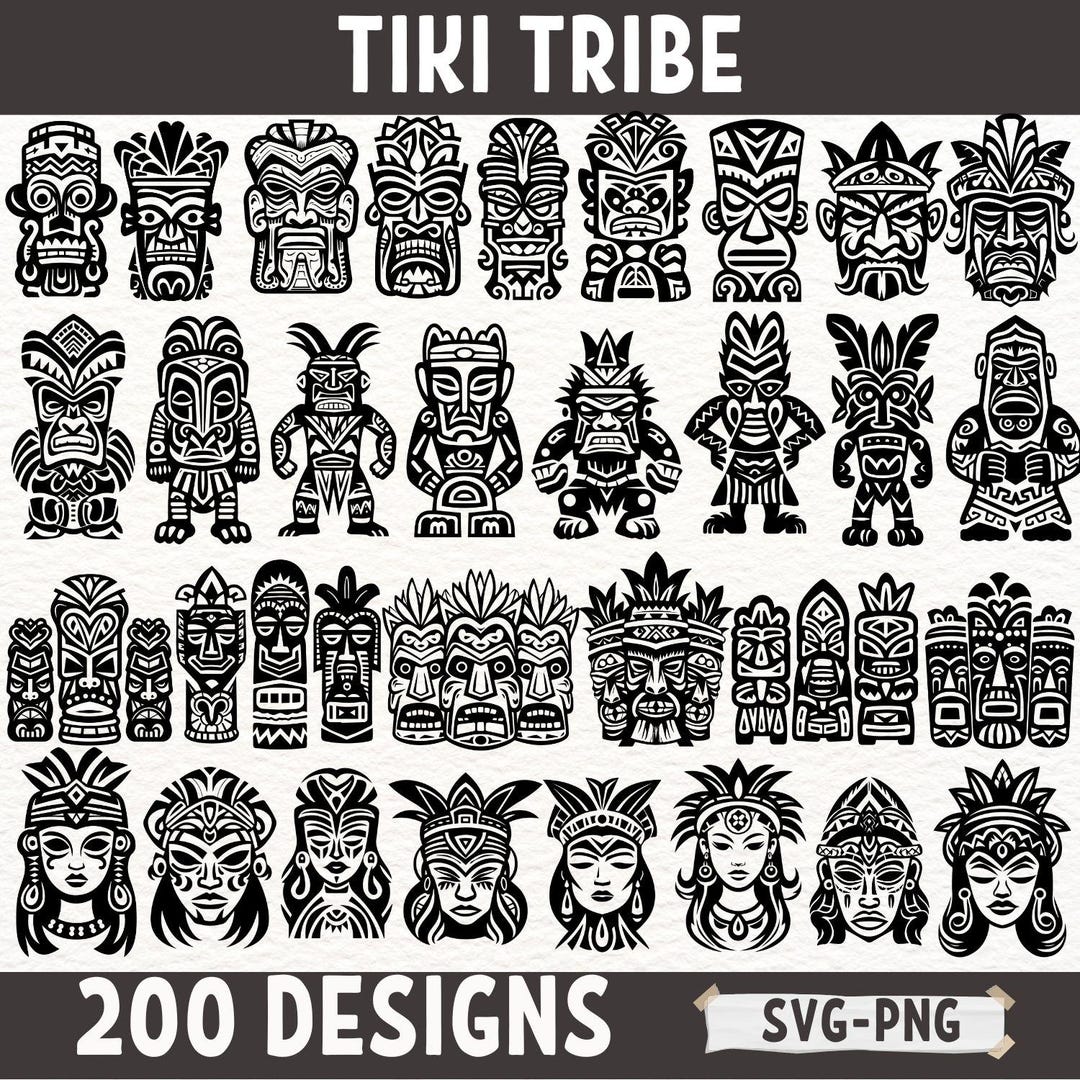 Tiki Tribe SVG Bundle – 200 Unique Tiki Designs for Cricut & Silhouette ...