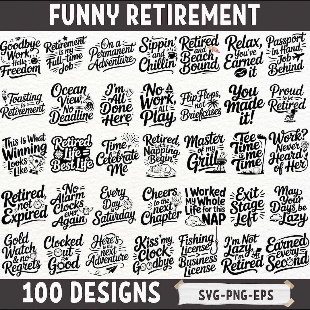 Funny Retirement SVG Bundle for Cricut and Silhouette | 100 Hilarious ...