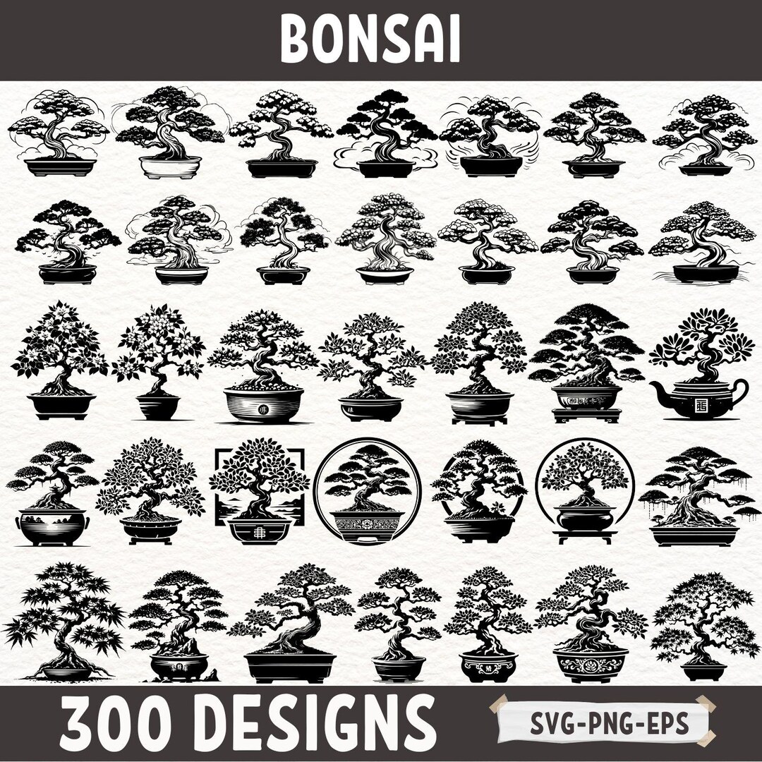 Bonsai Tree SVG Bundle, Japanese Tree Clipart, Bonsai Silhouette Vector ...