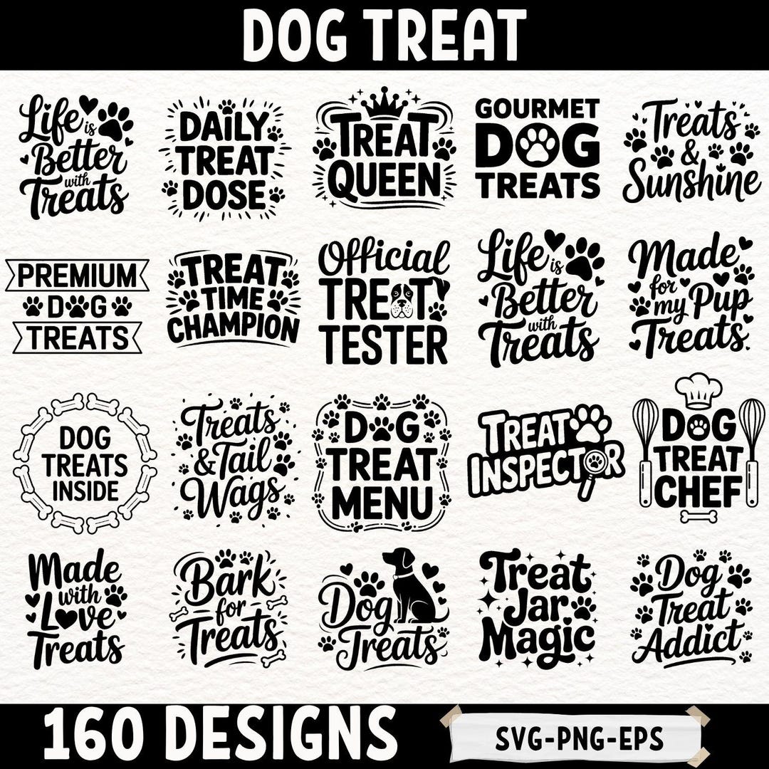 Dog Treat SVG Bundle With 160 Designs for Cricut and Silhouette, Funny ...