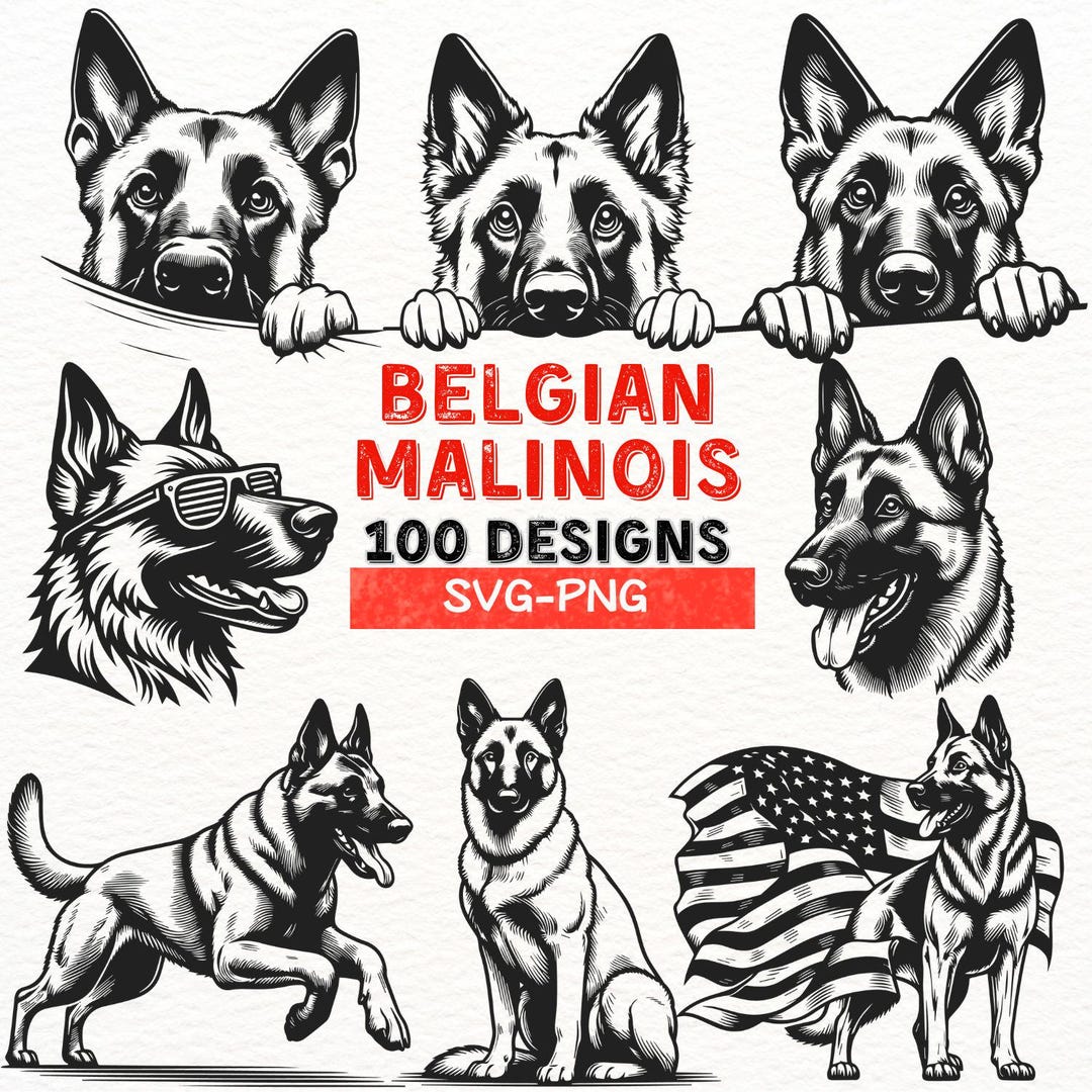 Belgian Malinois Dog SVG Bundle, 100 Designs Clipart, Dog Lover Gift ...