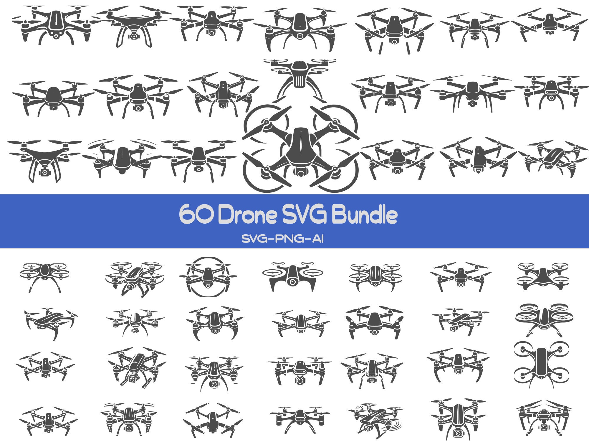 Drone Svg Bundle | Drone Cricut | Drone Silhouettes | Drone Vector ...