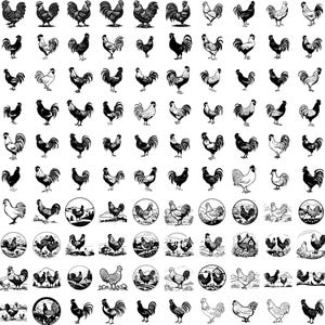 Chicken SVG Bundle, Rooster PNG, Farm Animal Clipart, Hen Vector ...