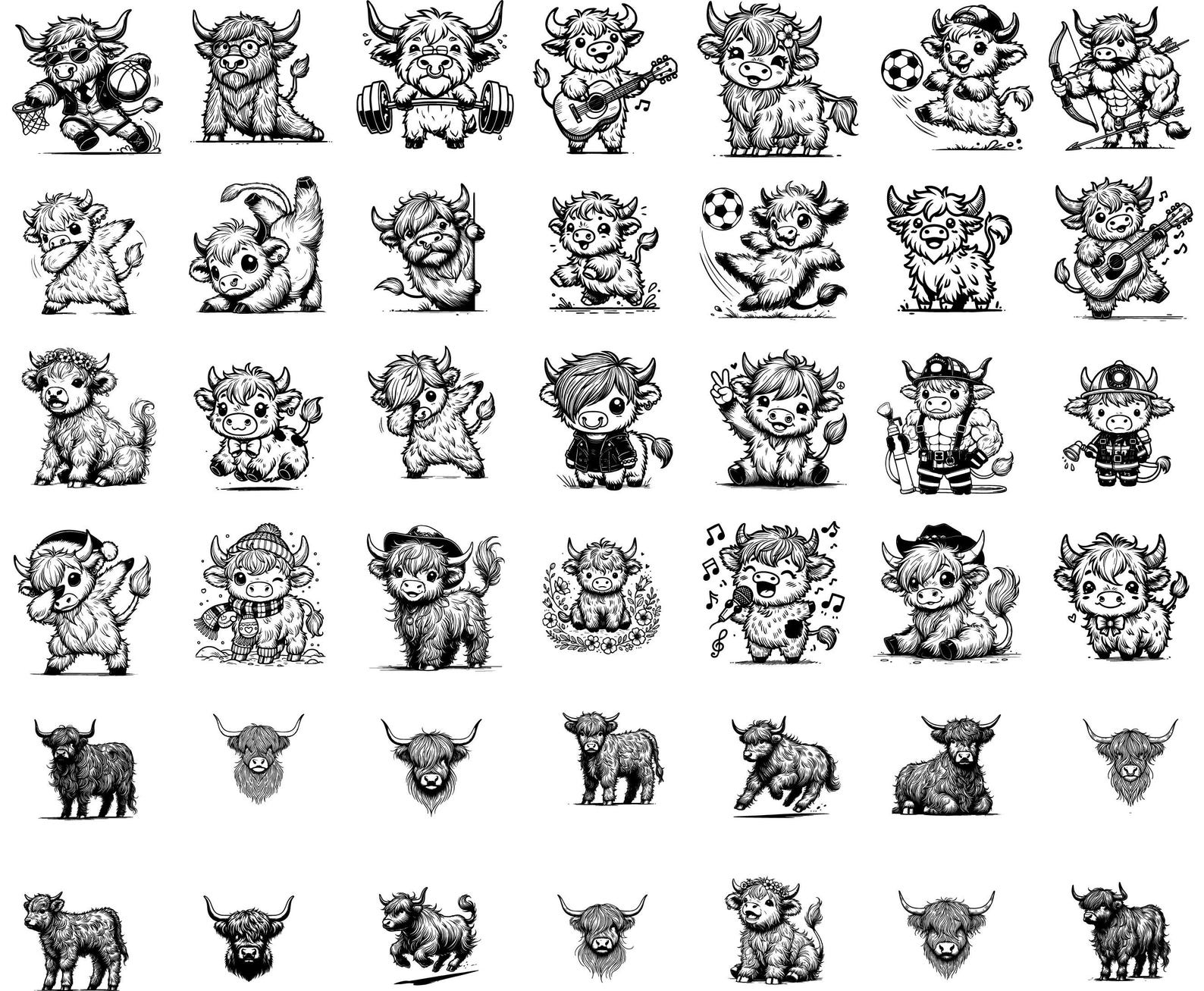 Highland Cow SVG Bundle Cute Highland Cow Clipart Baby Highland Cow PNG ...