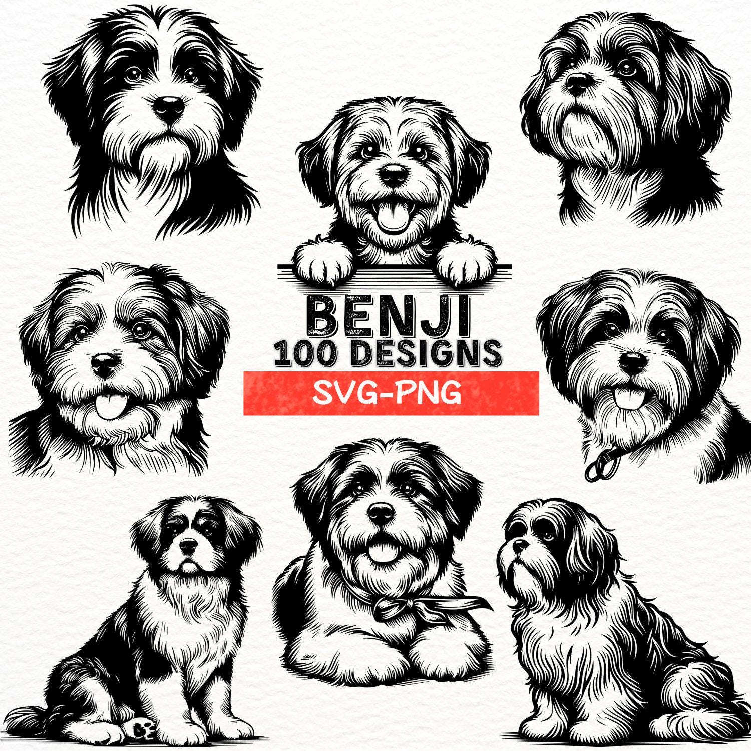 Benji Dog SVG PNG Designs Bundle, Cute Puppy Clipart, Dog Lover Vector Art, Digital Cut Files ...