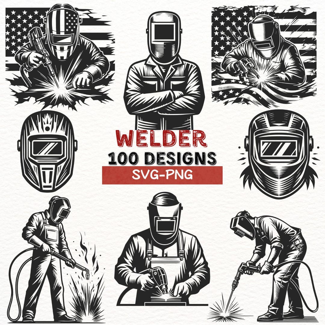 Welder SVG PNG Bundle | Welding Clipart | Industrial Welder Vector ...