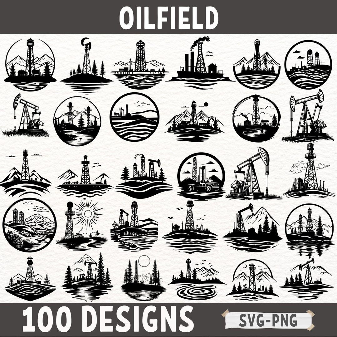 Oilfield SVG Designs Bundle – Oil Rig Clipart, Petroleum Industry ...