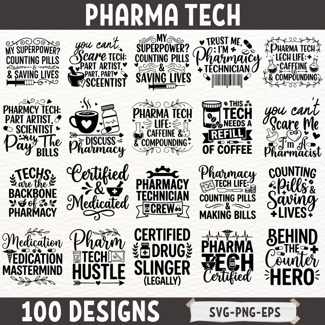 Pharmacy Technician SVG Bundle – Funny & Motivational Pharmacy Tech ...