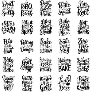Funny Cooking Quote SVG Bundle, Baking Kitchen Pun Cut Files, Sassy ...