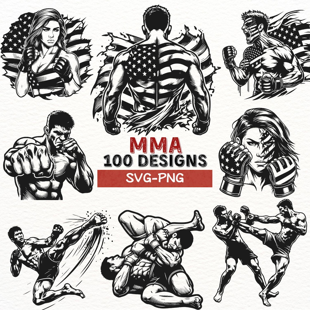 MMA SVG PNG Bundle | Mixed Martial Arts Fighter Clipart | American Flag ...