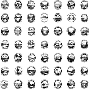 USA National Parks SVG Bundle, 63 National Park Emblems Clipart, Nature ...