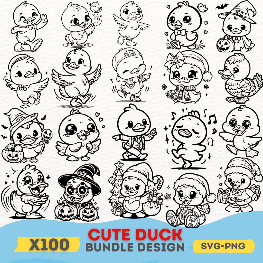 Cute Duck SVG Bundle | Baby Duck Clipart for Cricut | Adorable Duckling ...