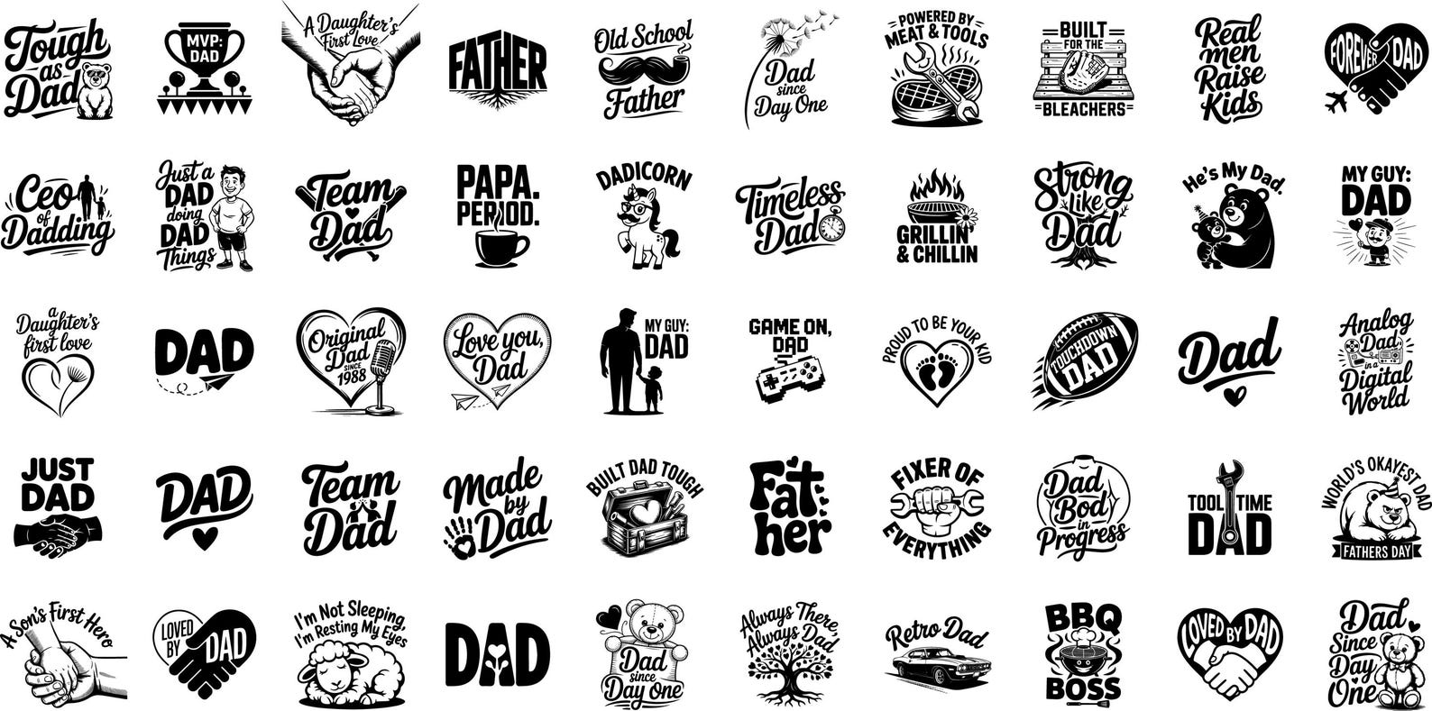 Fathers Day SVG Bundle With 250 Dad Quotes | Funny and Inspirational ...