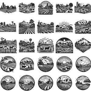Farm Landscape SVG Bundle 100 Designs, Farmhouse Cut Files, Vintage ...