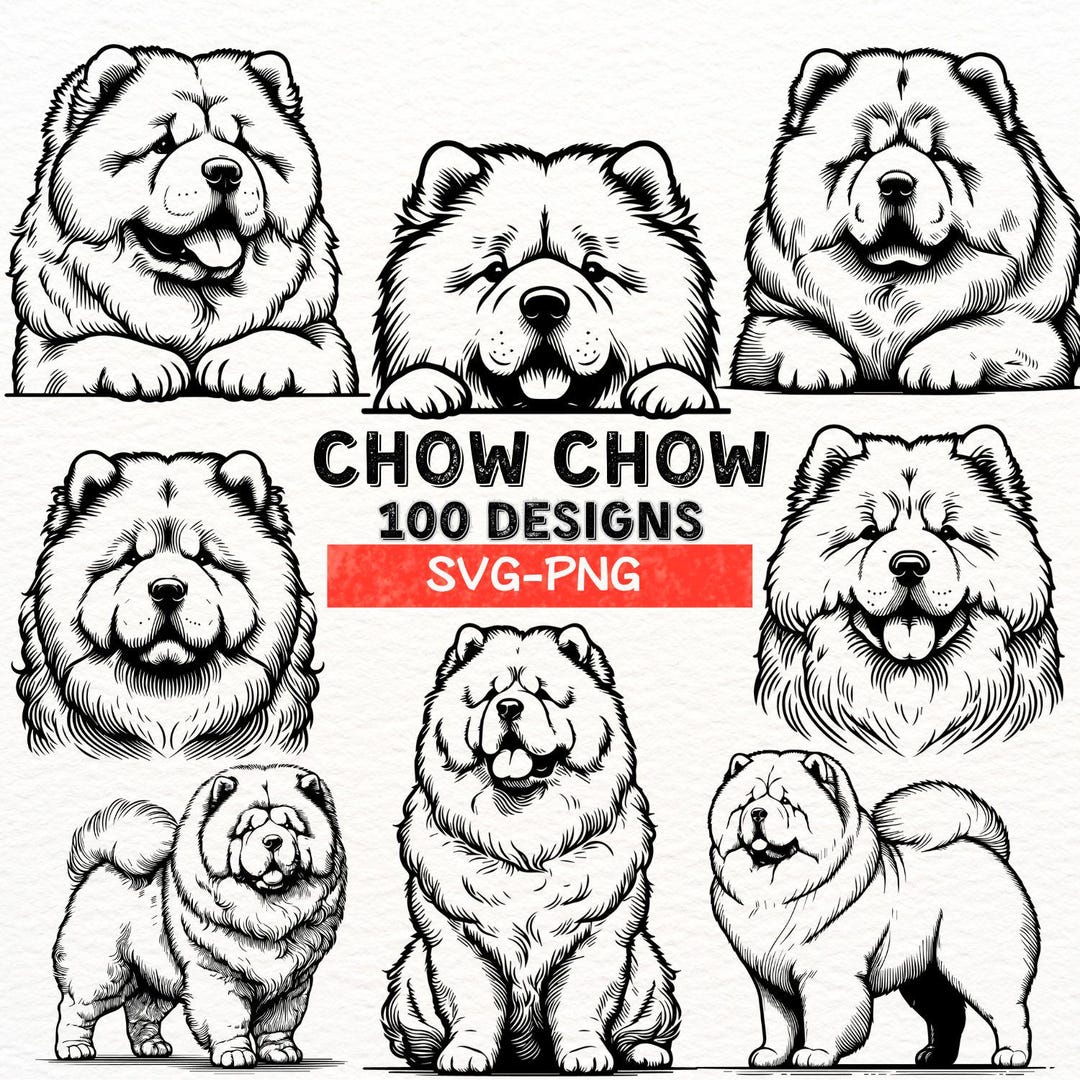 Chow Chow Dog SVG Bundle. PNG Cut Files, Cute Fluffy Dog Clipart ...