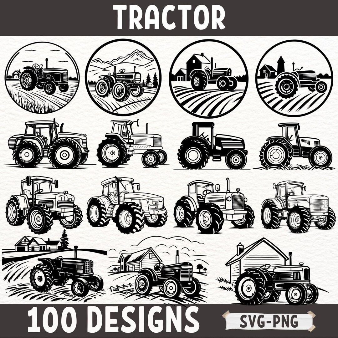 Tractor SVG Bundle - Vintage Farm Tractor Clipart, Retro Tractor ...