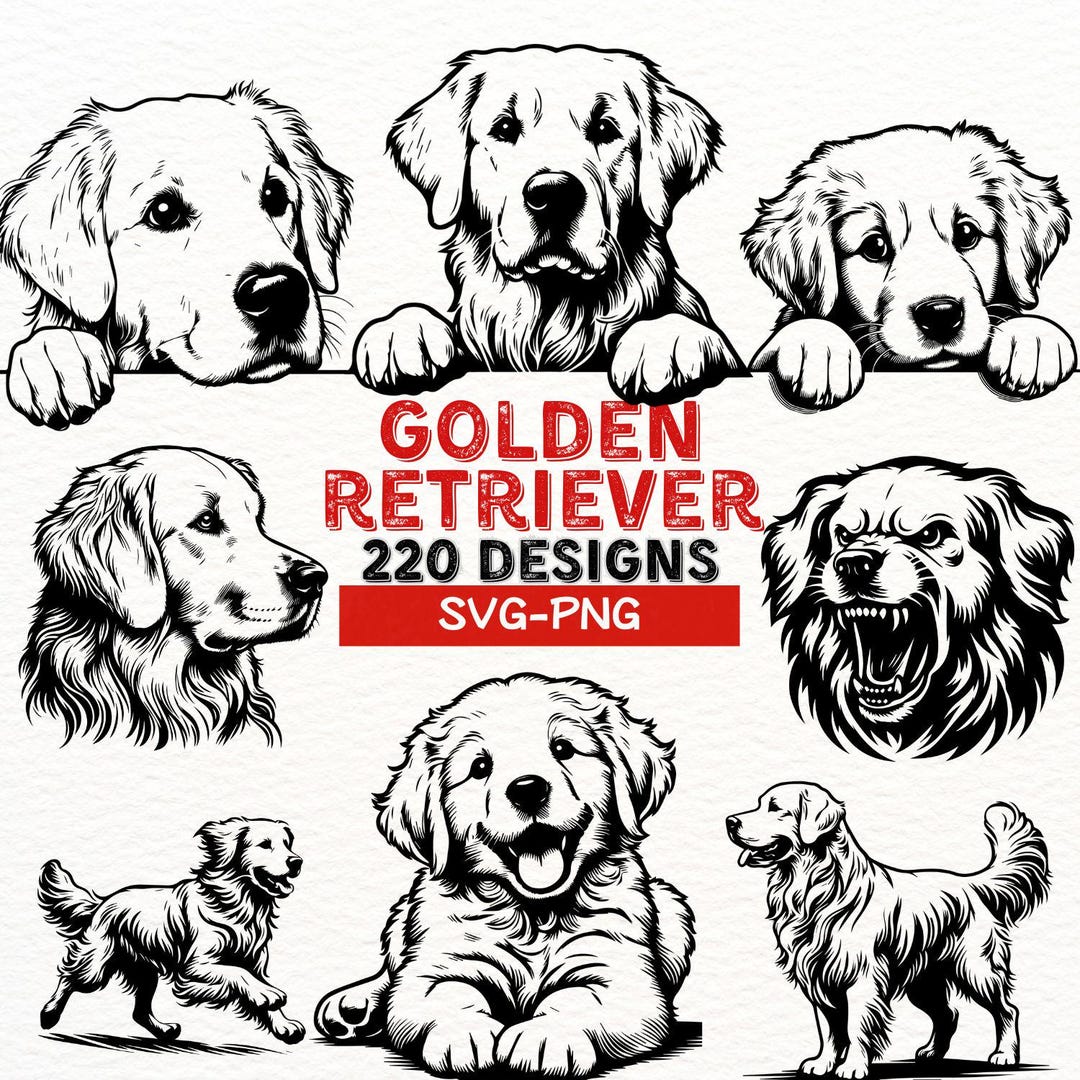 Golden Retriever SVG Designs | Dog Lover's PNG Bundle for Cricut and ...