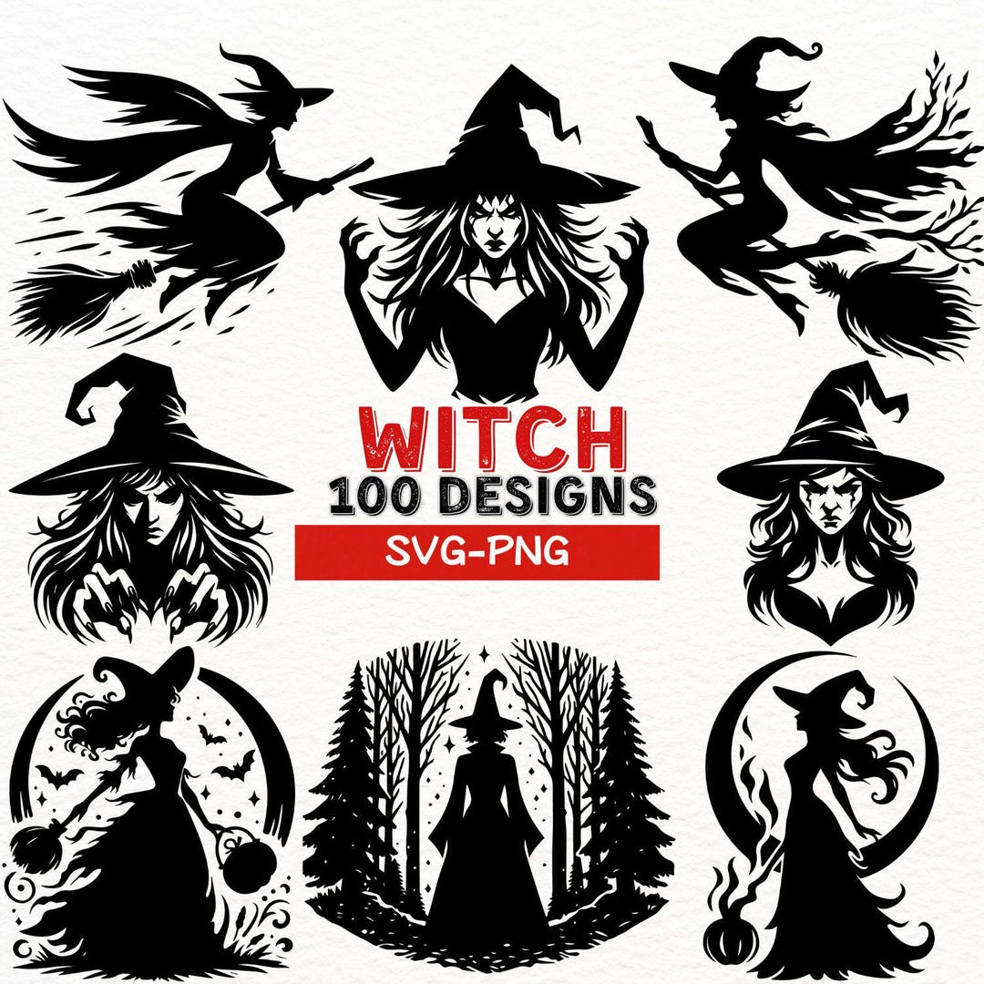Witch SVG PNG Designs, Halloween Witch Clipart, Spooky Witch ...