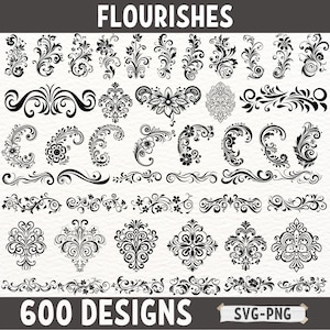 Flourish SVG Designs for Cricut and Silhouette | Ornamental Floral PNG ...