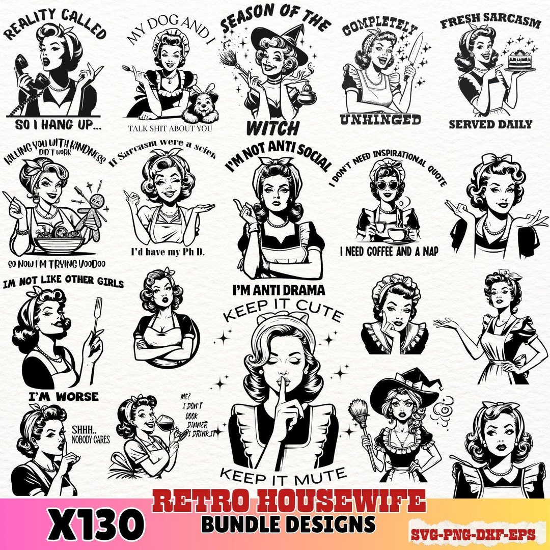 Vintage Retro Housewife Svg and Png Funny Sarcastic Sublimation Design ...