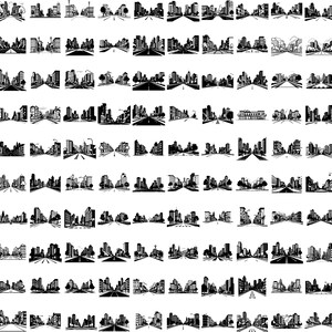 City Street Silhouette SVG Bundle, Urban Street Skyline PNG, Downtown ...