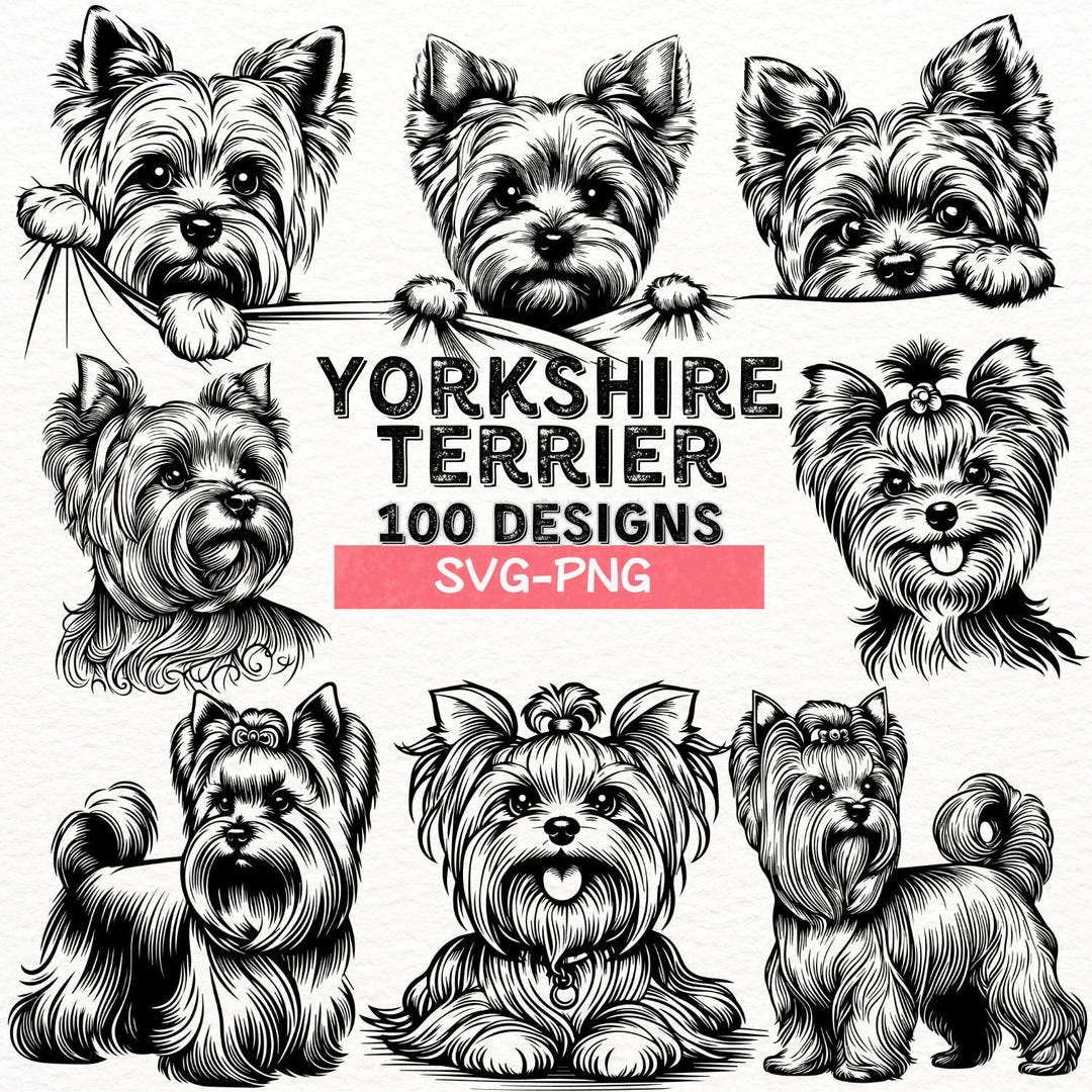 Yorkshire Terrier SVG Bundle, Cute Yorkie Clipart, Dog Breed PNG Files ...