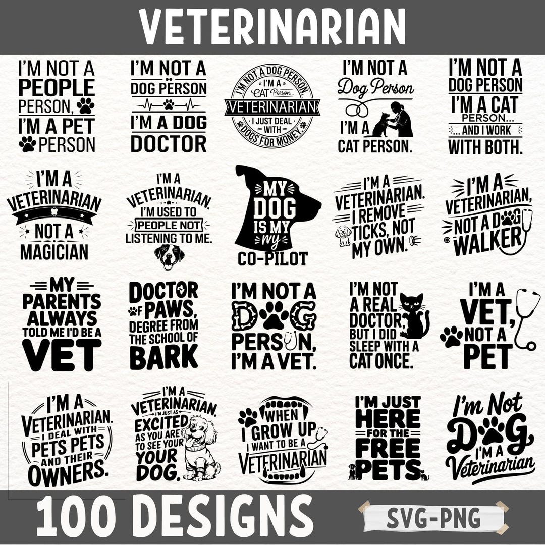 Veterinarian SVG Bundle | Funny Vet Quotes | Pet Doctor Designs | Dog ...