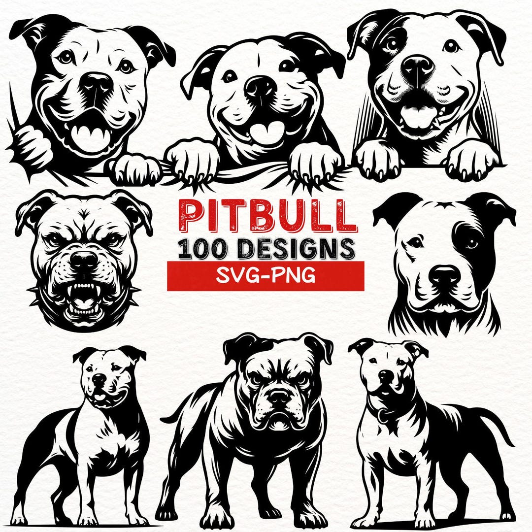 Pitbull Dog SVG Bundle, Pitbull Clipart PNG, Dog Lover Cut Files ...