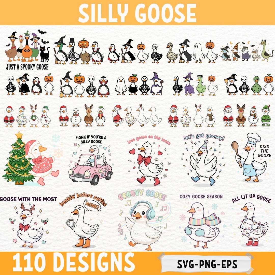 Funny Silly Goose SVG Bundle | 110 Cute Goose Designs for Cricut and ...
