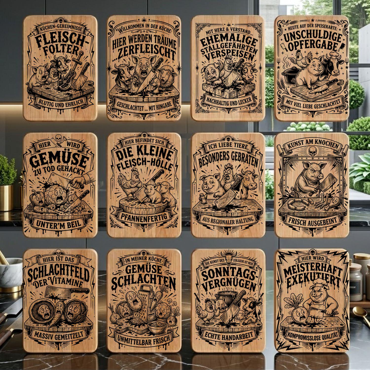 German Cutting Board SVG Bundle: Vintage Engraving Cartoon Cooking ...