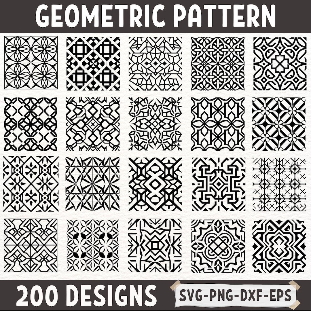 Geometric Pattern Svg Png Dxf Eps Designs | Seamless Tile Templates ...