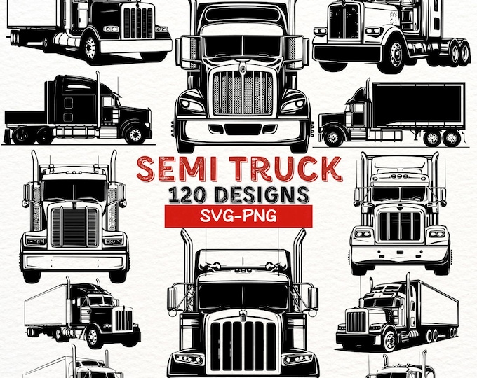 Semi Truck SVG, Semi Truck PNG Bundle, Semi Truck Clipart, Semi Truck ...