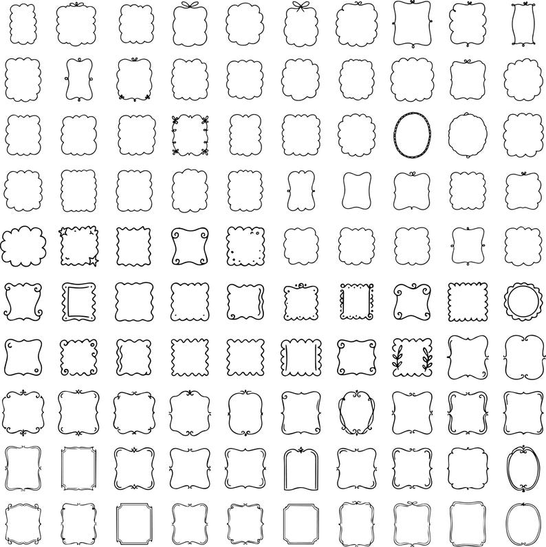 Elegant Frame Clipart Bundle Hand Drawn Decorative Borders 200 Designs ...