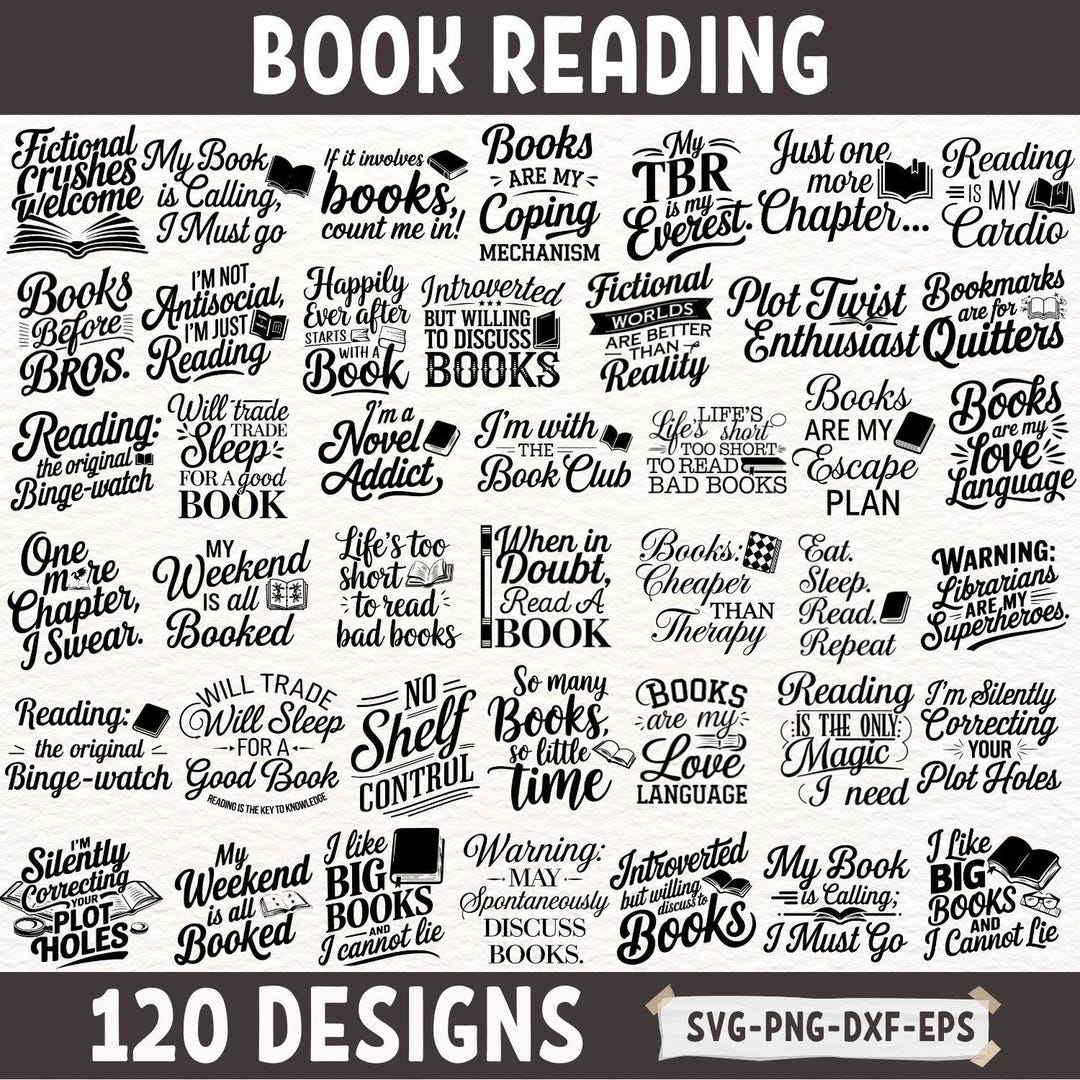 Book Lover SVG Bundle | 120 Reading-themed SVG Designs for Cricut ...
