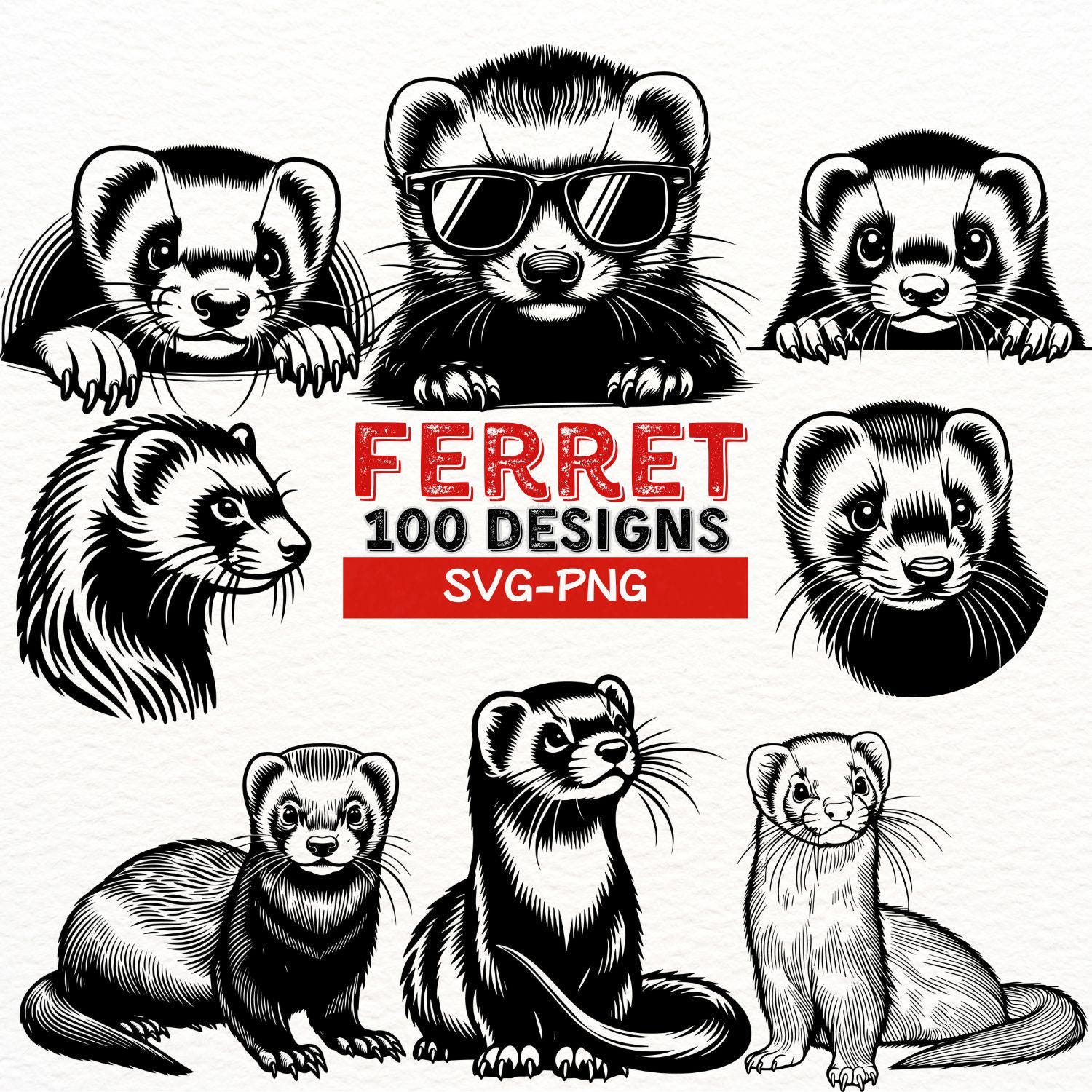 Ferret SVG Bundle | Cute Ferret Designs for Cricut | Ferret Lover ...