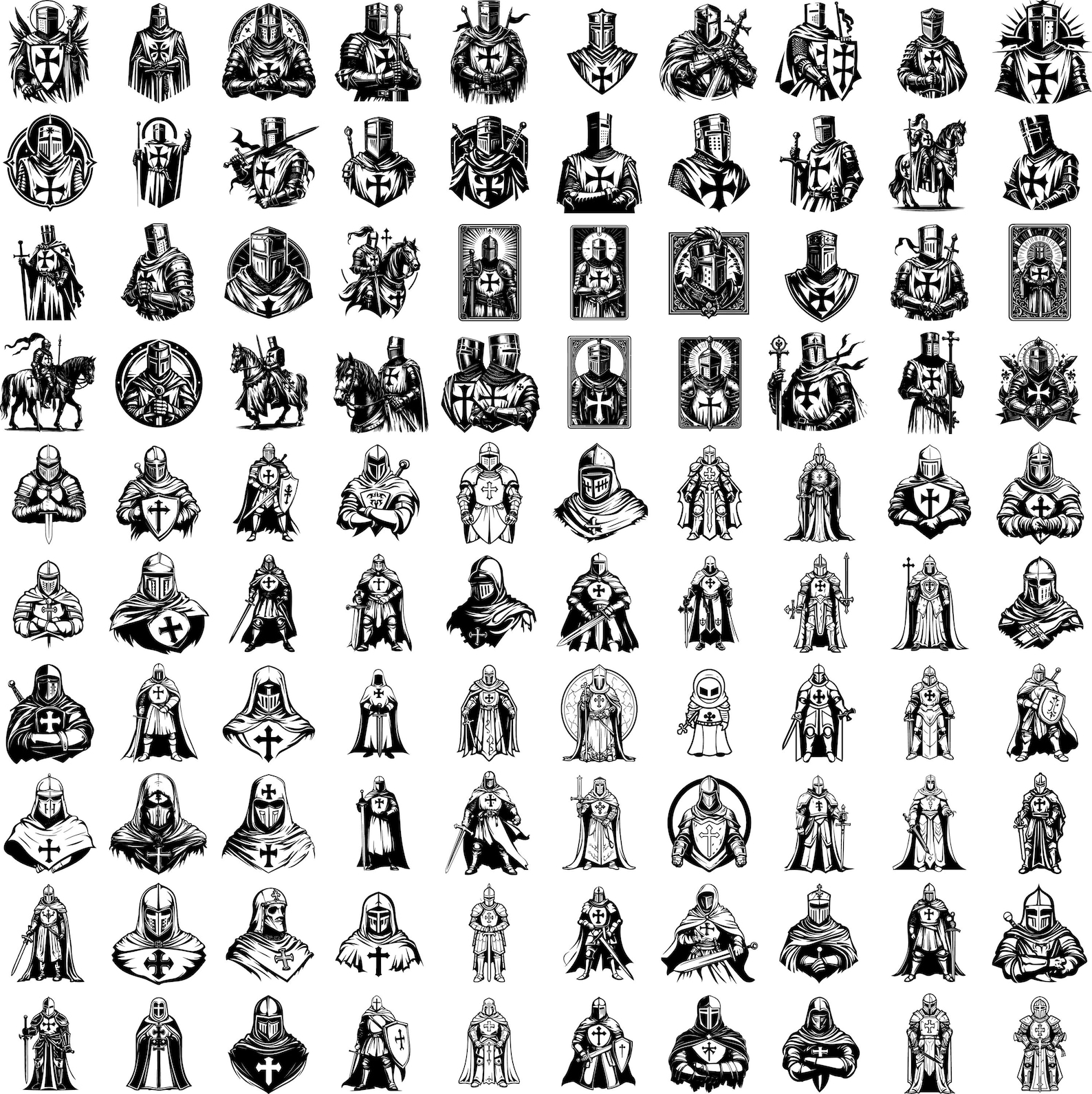 Medieval Templar Knight SVG Bundle, Crusader Warrior PNG Clipart ...