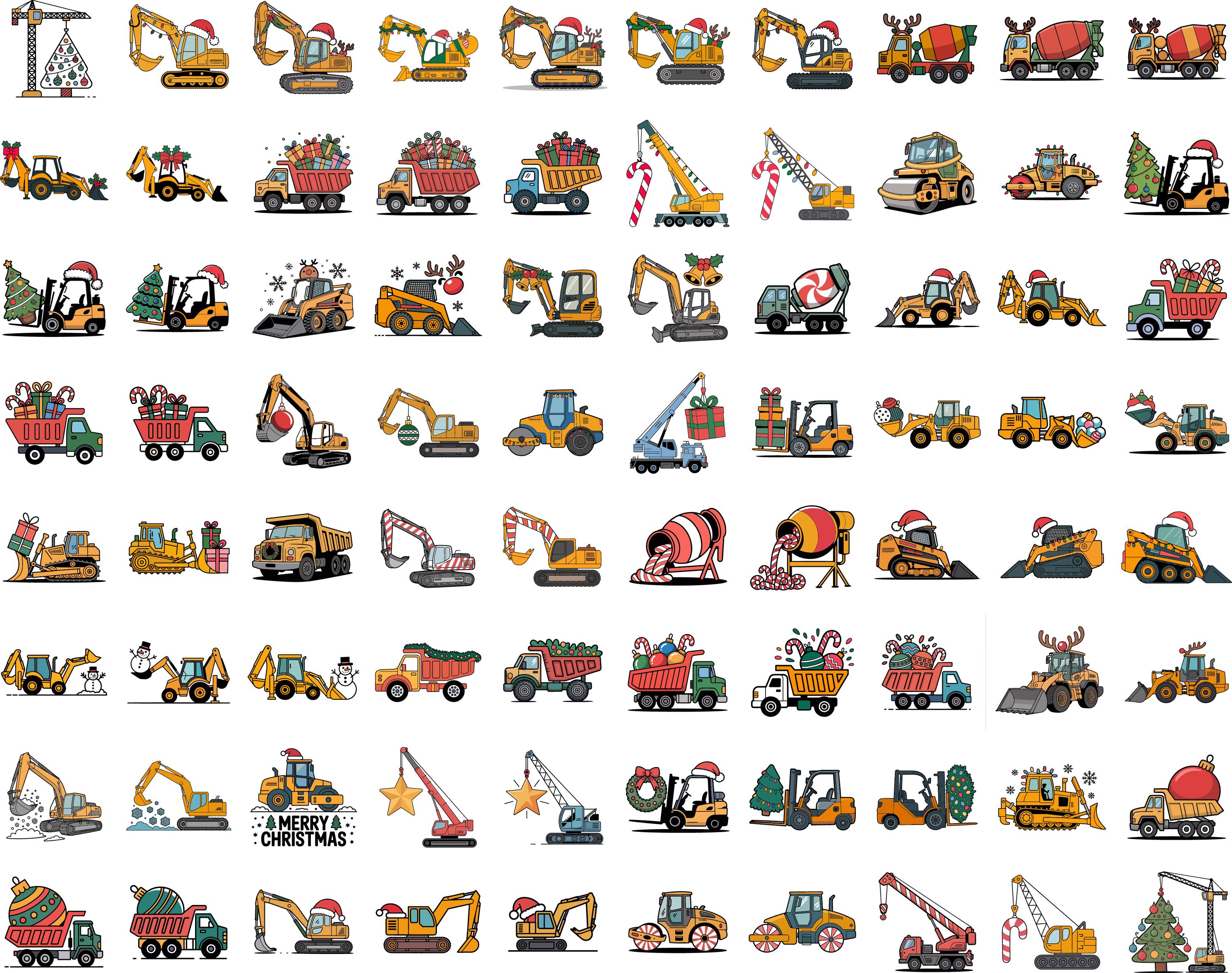 Construction Christmas SVG Bundle | Santa Construction Trucks Clipart ...