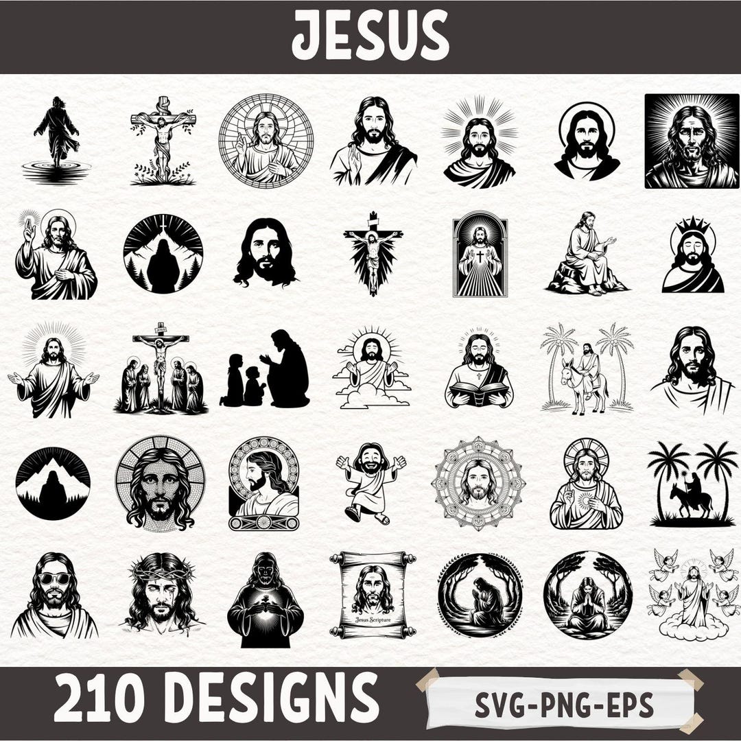 Christian Jesus SVG PNG EPS Bundle | 210 Religious Jesus Christ Clipart ...