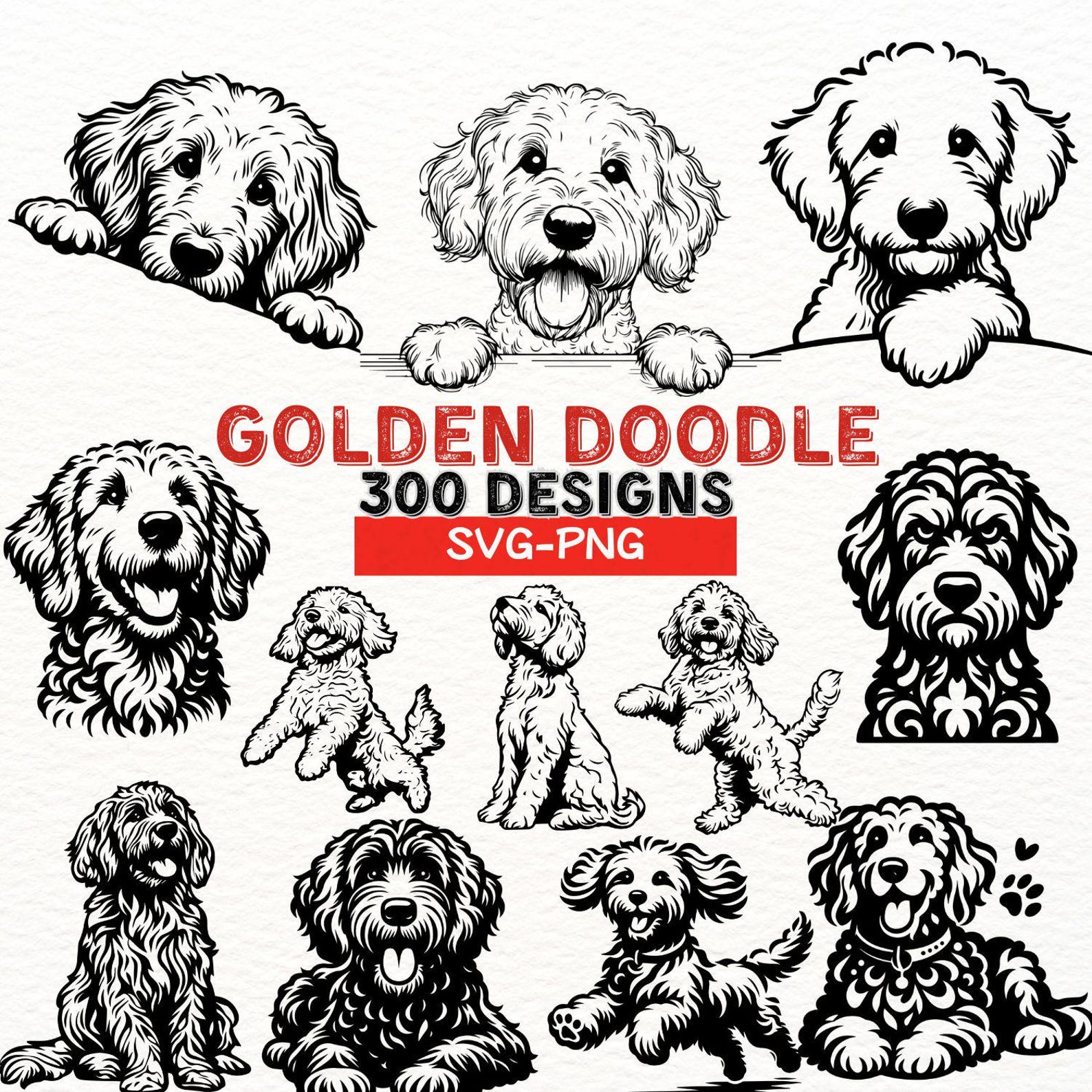 Golden Doodle SVG Bundle: 300 Dog Clipart Designs (digital Art) - Etsy