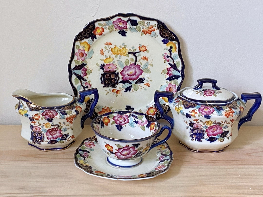 Beautiful Gilded SGK Occupied Japan Plates Cups Saucers Cream Sugar ...