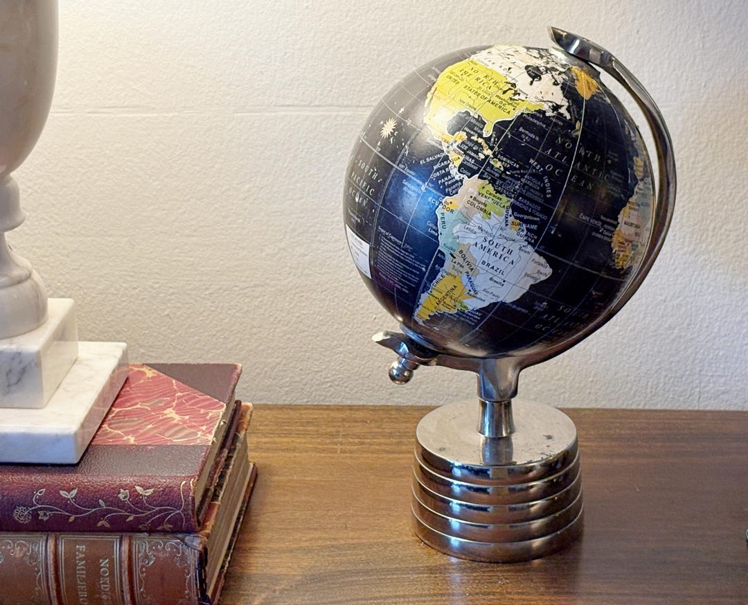 Small World Globe Art Deco Style Black and Chrome Desktop Globe - Etsy