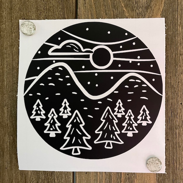 Mountain Scene Decal - Etsy