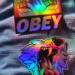 4” Holographic Wolf Maws Sticker – Rainbow Furry Art, Laptop Decal ...