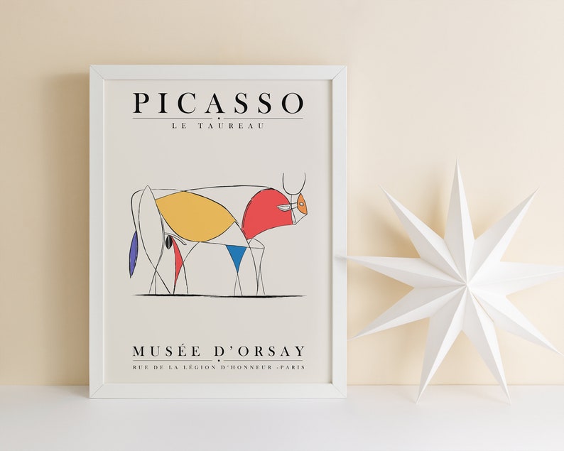 Picasso Cow Head Art Print, the Cow Line Art, Cow Nursery Poster ...