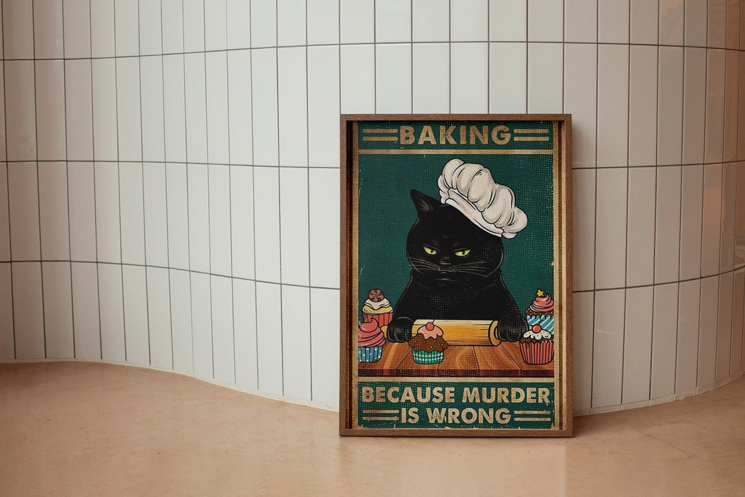 Chef Cat Poster, Rustic Kitchen Wall Decor, Ready to Hang Canvas ...