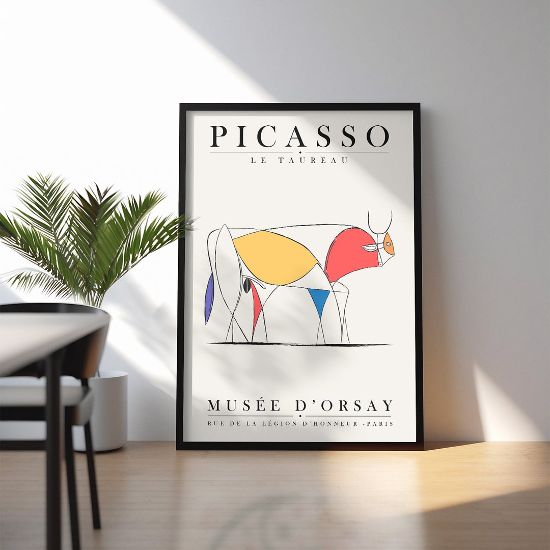 Picasso Cow Head Art Print, the Cow Line Art, Cow Nursery Poster ...
