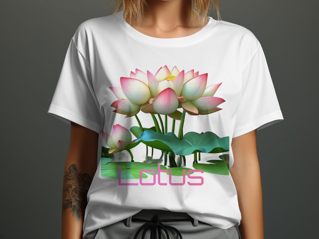 Beautiful Lotus Flower Illustration T-shirt, Vibrant Botanical Print ...