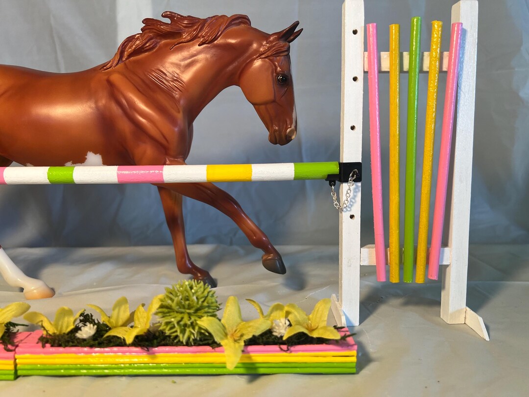 Model Horse Jump Set - Traditional Scale, Pink Green Yellow - Etsy