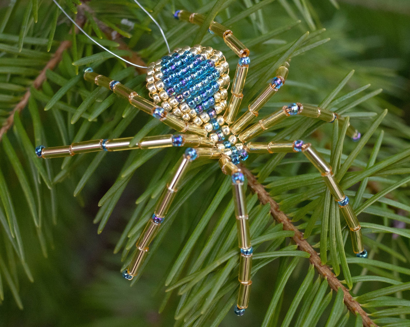 Christmas Spider Ornament, Gold & Teal, Spider Christmas Tree Ornament ...